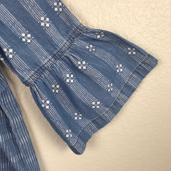 Harper | Tops | Harper Brand Denim Shirt With Bell Sleeves | Poshmark